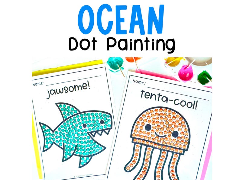 Ocean Q-tip Painting Crafts for Kids | Fine Motor Sea Animal Dot Art ...