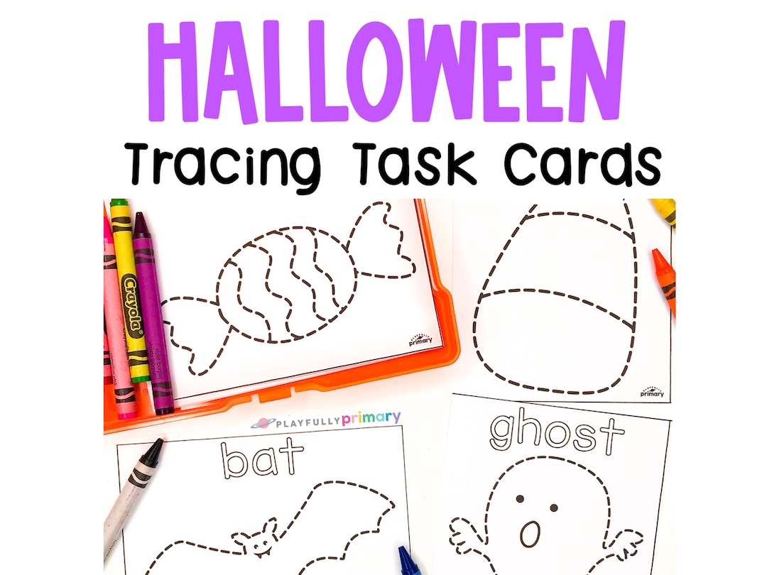 Halloween Tracing Practice - Tracing Worksheets - Halloween Printable ...