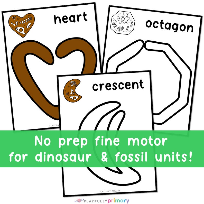 Dinosaur Fossil Printable Shapes Play Dough Mats, Fossils for Kids ...