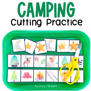 Preschool Cutting Strips, Camping Printable for Preschool, Camping Unit ...