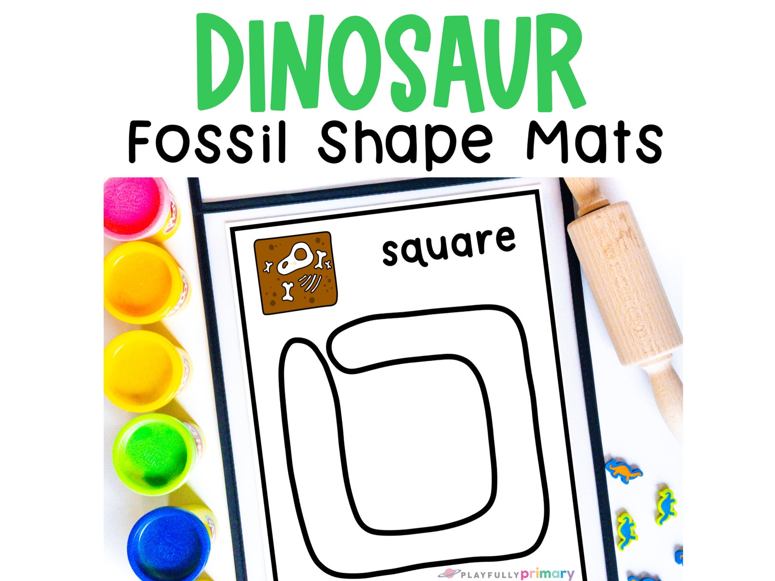 Dinosaur Fossil Printable Shapes Play Dough Mats, Fossils for Kids ...