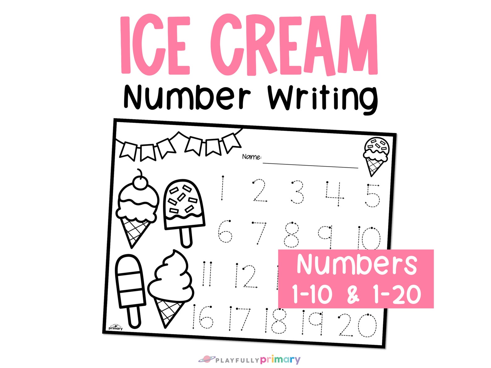 Number Tracing Printable, Kindergarten Number Tracing Worksheet, Summer ...