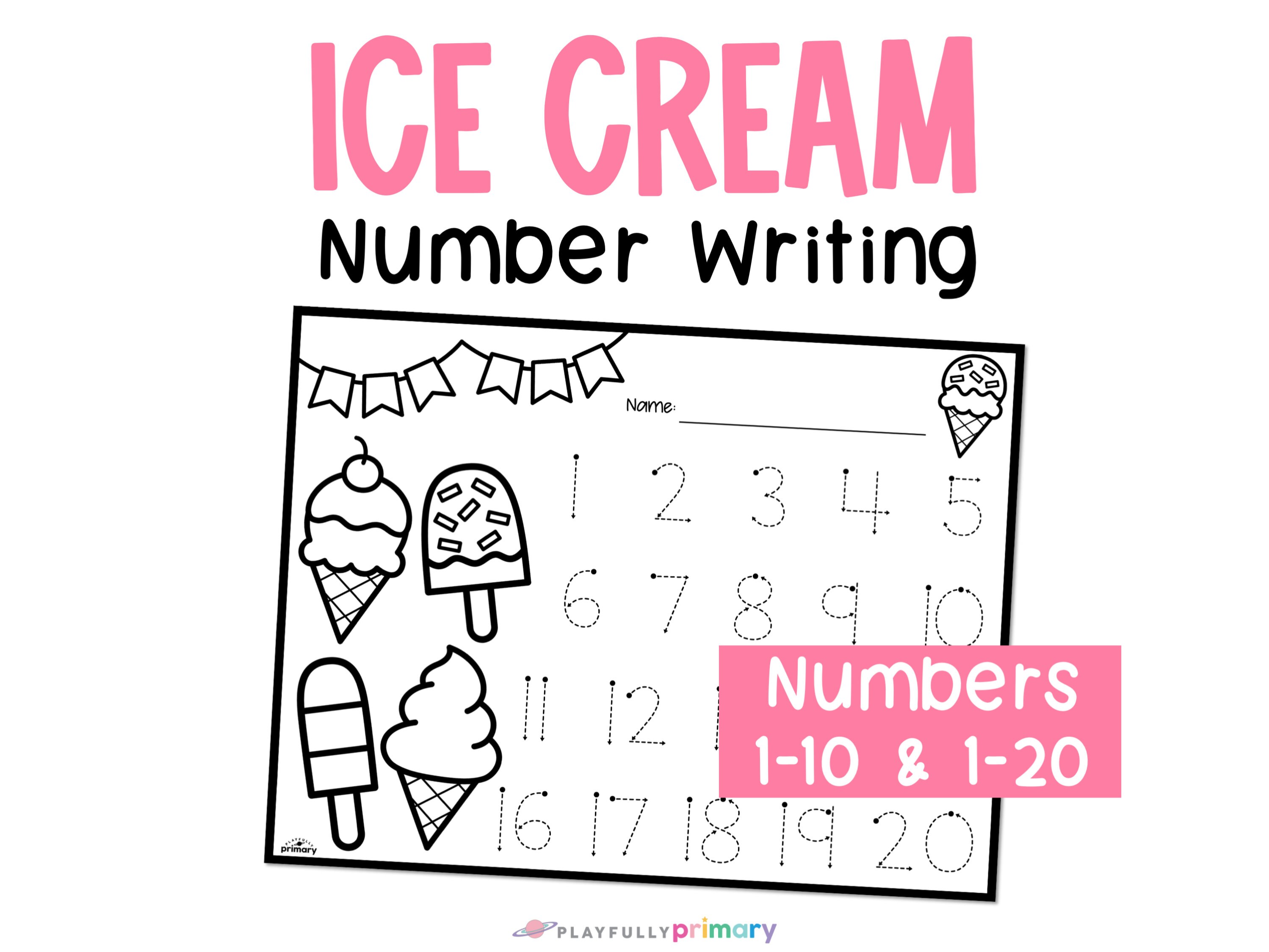 Number Tracing Printable, Kindergarten Number Tracing Worksheet, Summer ...