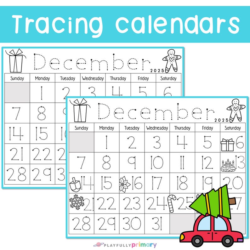 December Calendar 2025 Printable Calendar Tracing Worksheets, Calendar ...