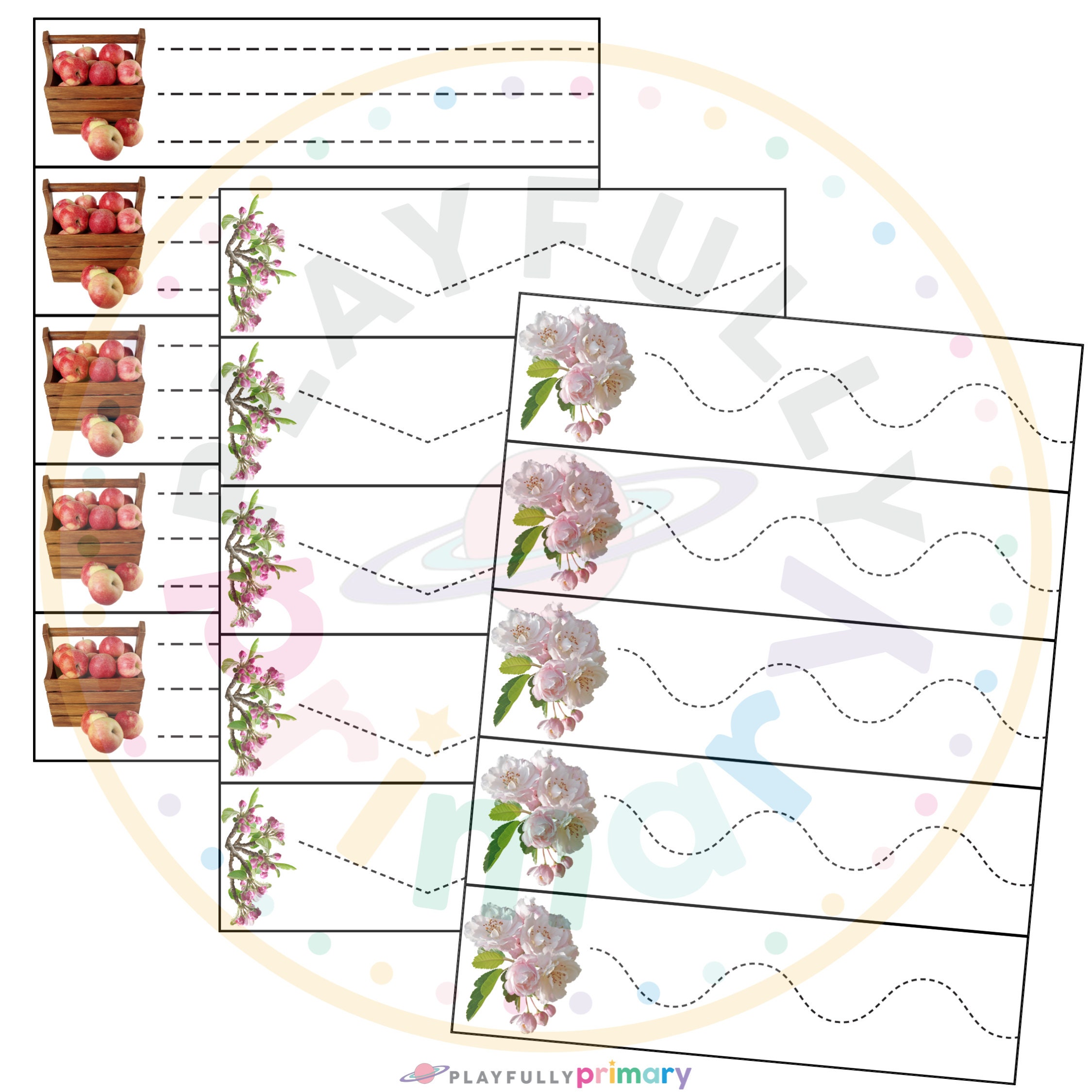 Apple Scissor Skills Printable Cutting Practice Strips, Montessori ...