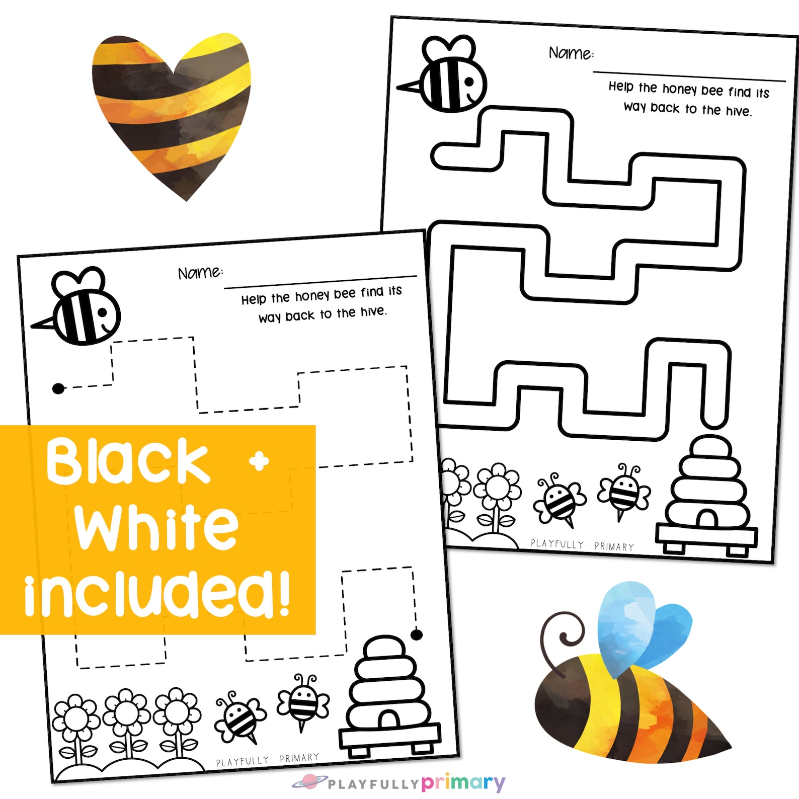 Honey Bee Line Tracing Worksheets - Bee Unit Study Fine Motor Activity ...