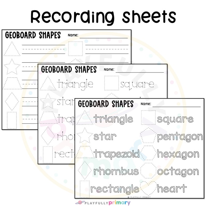 Geoboard Shape Cards Printable Geoboard Pattern Templates - Etsy