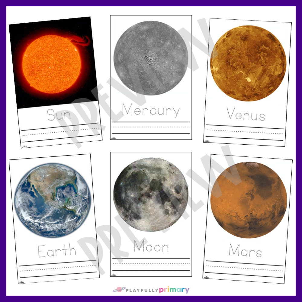 Solar System Handwriting Cards Space Thematic Unit Printable | Etsy