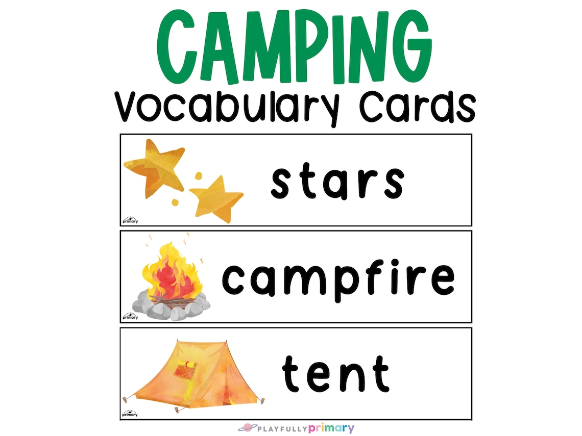 Camping Unit Study Vocabulary Cards, Kids Camping Activities, Camping ...