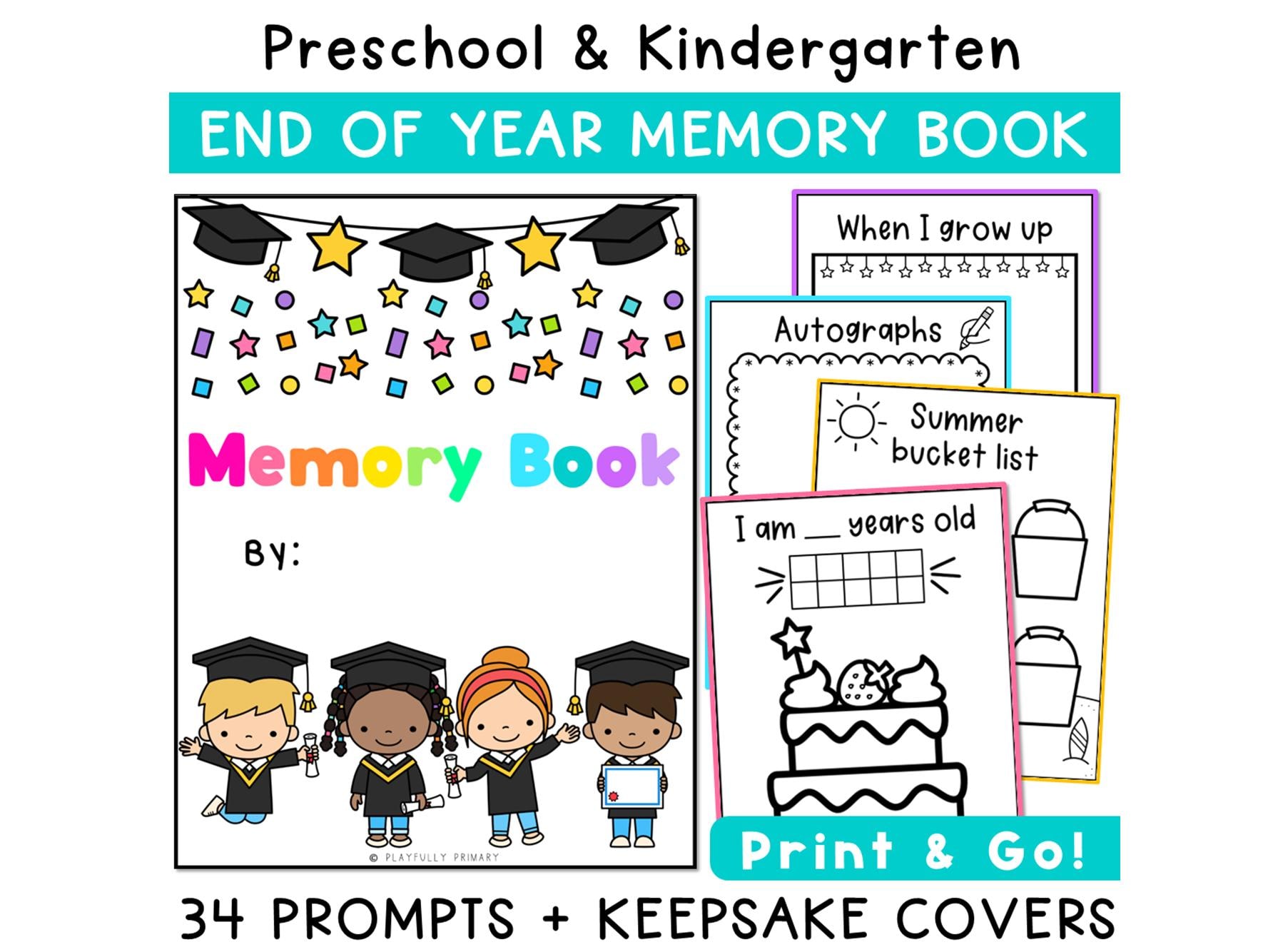 End of the School Year Memory Book | Kindergarten Graduation Keepsake ...