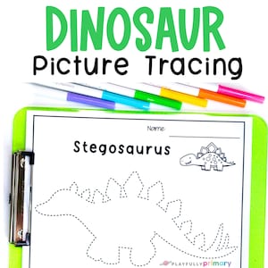 Dinosaur Tracing for Kids, Dinosaur Worksheets, Dinosaur Coloring Pages ...