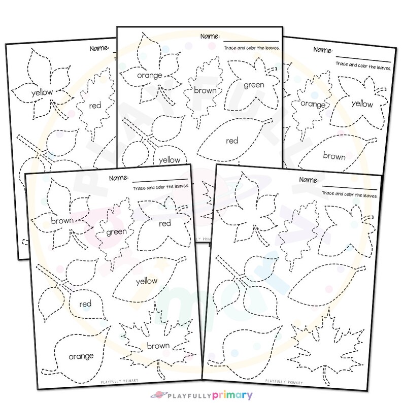 Leaf Coloring Page - Fall Tracing Practice - Fall Leaves Unit Study ...