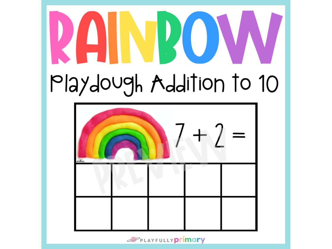 Rainbow Playdough Addition Frames Addition to 10 Activity & | Etsy