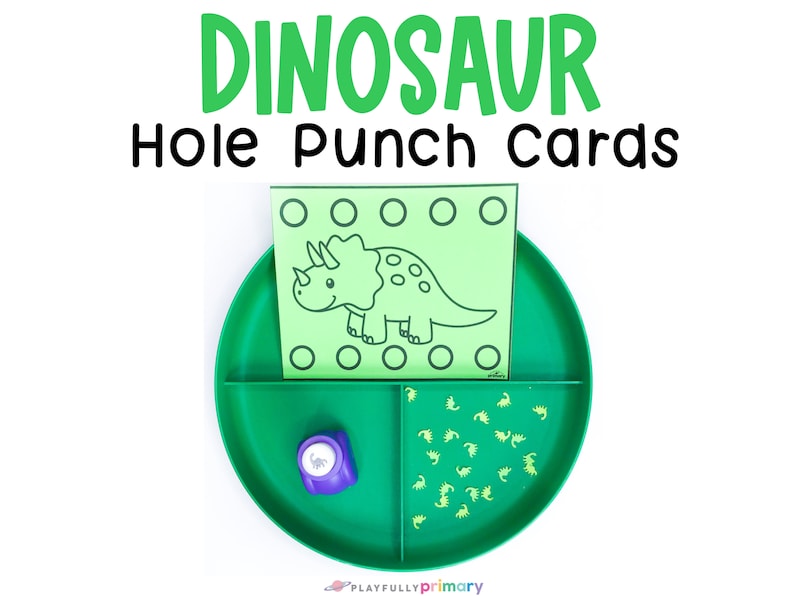 Dinosaur Preschool Fine Motor Task Box, Dinosaur Activity, Hole Punch ...