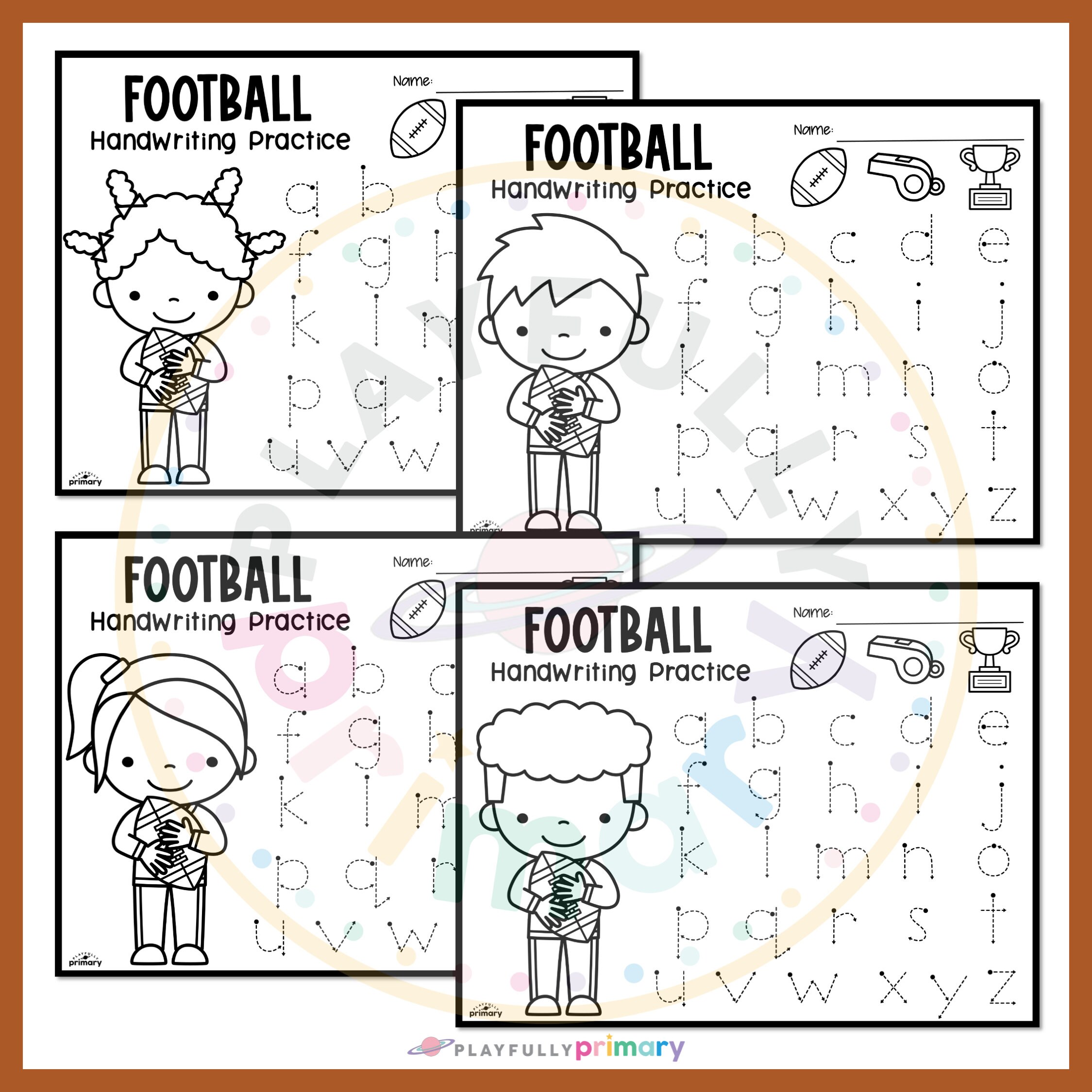 Football Alphabet Tracing Printable Handwriting Worksheet, Printable ...