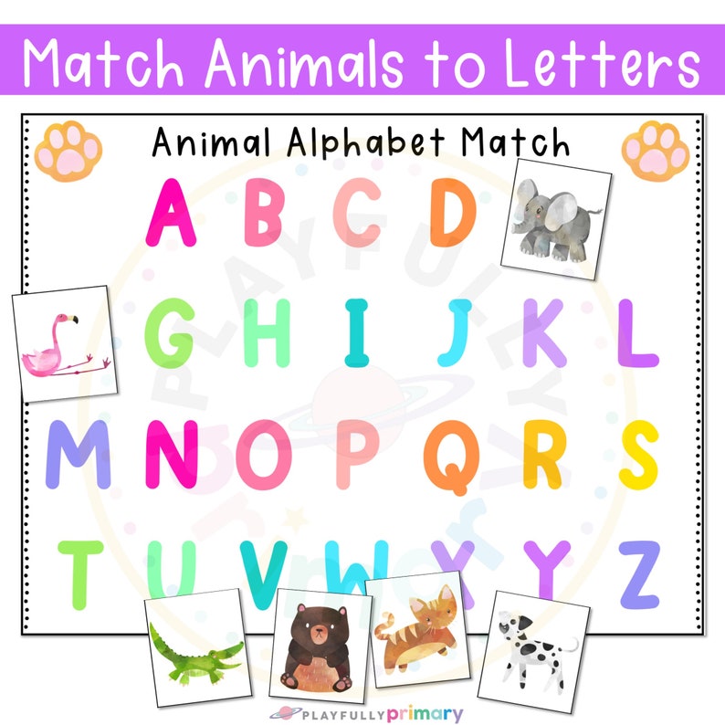 Animal Alphabet Matching Cards, Alphabet Match Game, Preschool Letter ...