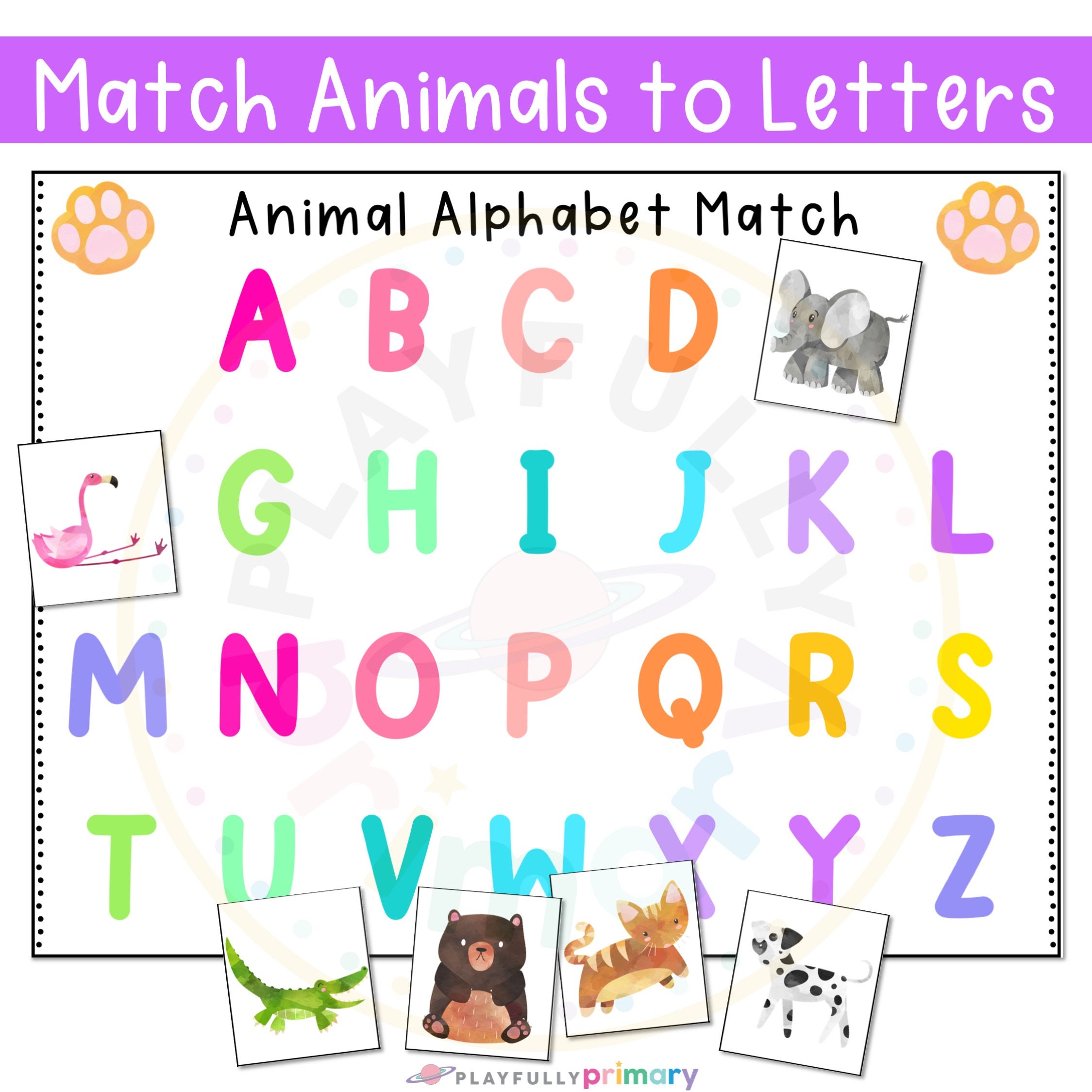 Animal Alphabet Matching Cards, Alphabet Match Game, Preschool Letter ...
