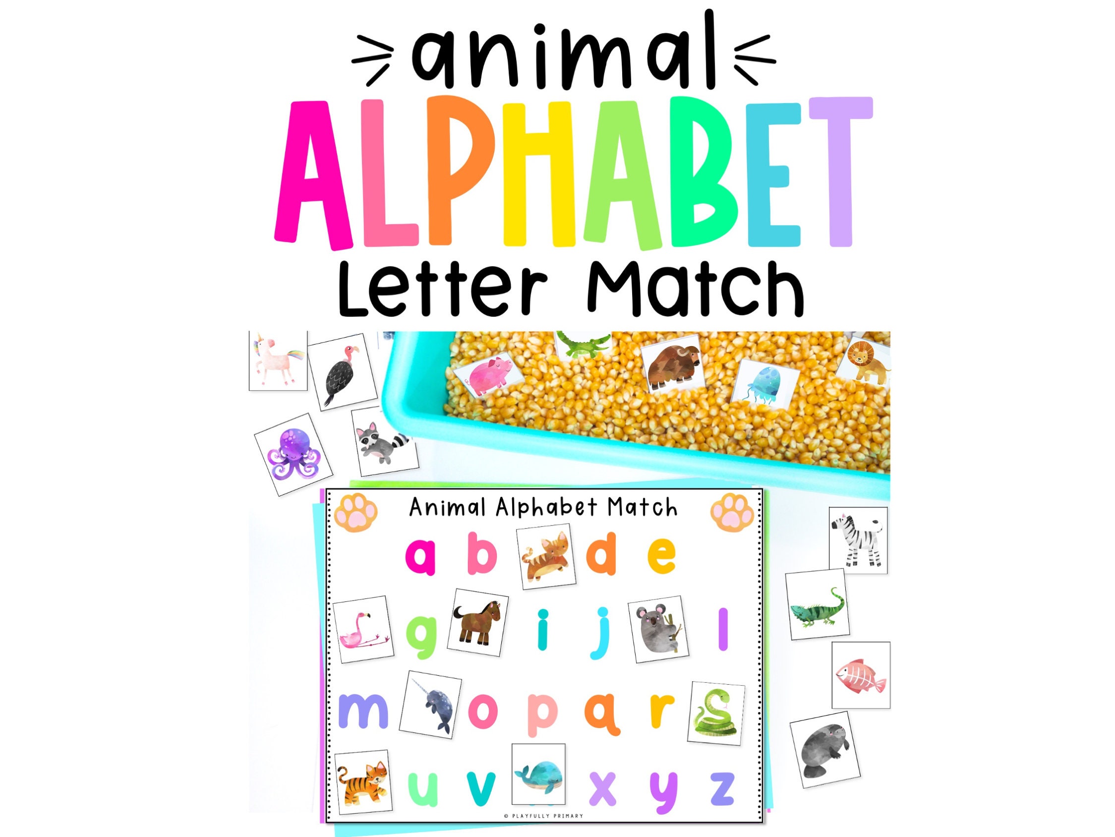Animal Alphabet Matching Cards, Alphabet Match Game, Preschool Letter ...