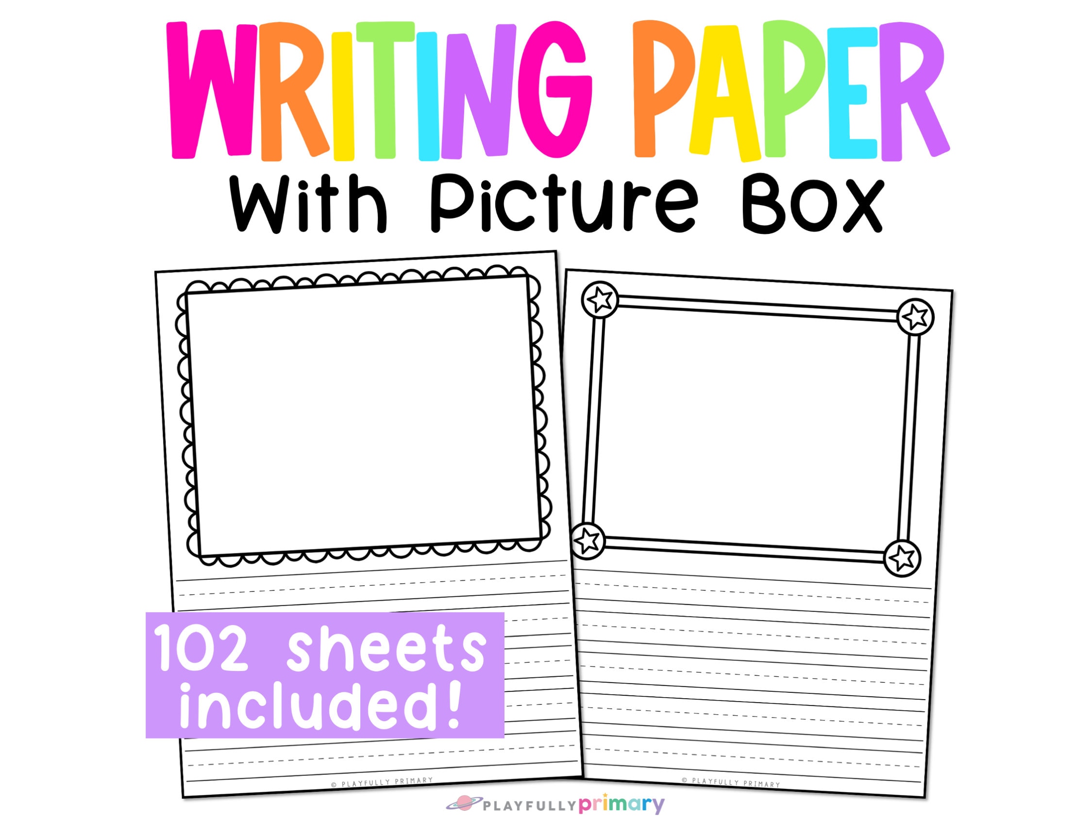 Kindergarten Writing Paper With Picturebox