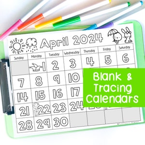 April Calendar 2024 Printable Calendar Tracing Worksheets, Calendar ...