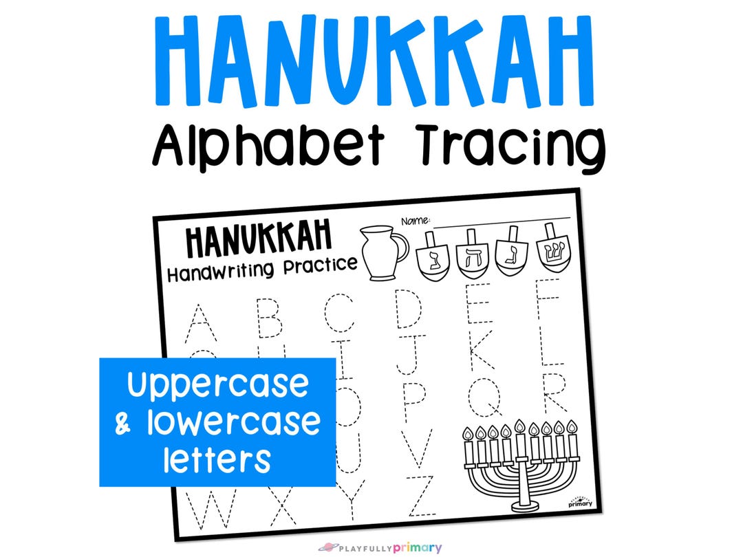 Hanukkah Worksheets for Kids, Alphabet Handwriting Practice Printables ...