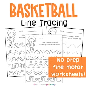 Basketball Line Tracing Worksheet, Pre Handwriting Practice Sheets for ...