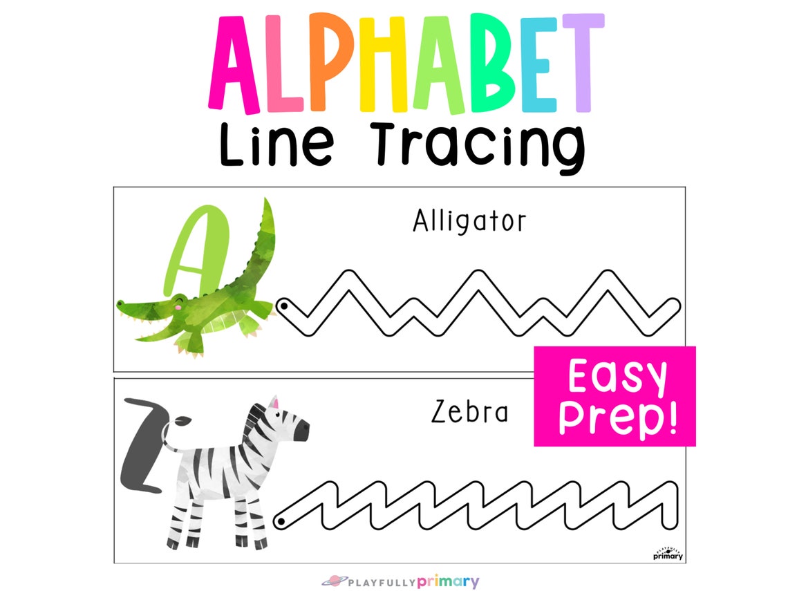 Alphabet Line Tracing Prewriting Printable, Pre-writing Prek Fine Motor ...