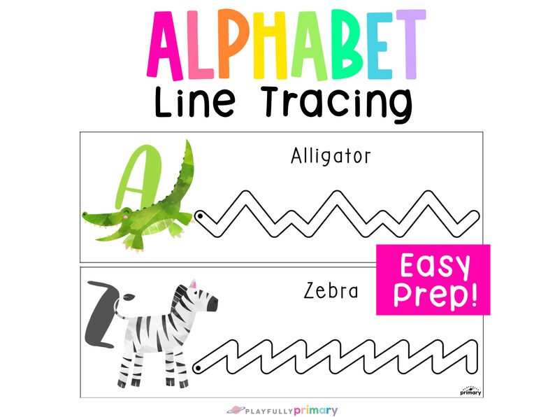 Alphabet Line Tracing Prewriting Printable, Pre-writing Prek Fine Motor ...