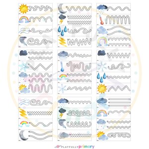 Weather Flashcards Printable Tracing Lines Worksheets for Preschool ...