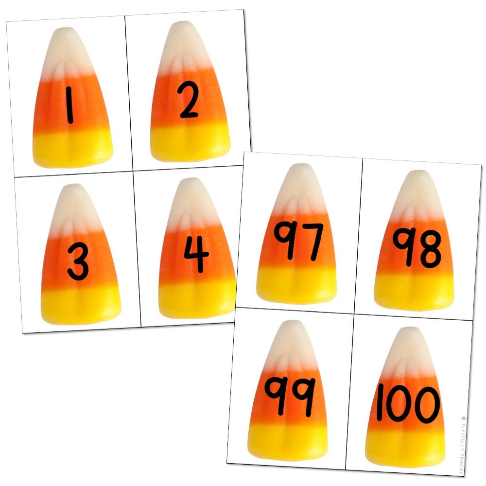 Halloween Number Flashcards Number Line, Candy Corn Counting to 100 - Etsy