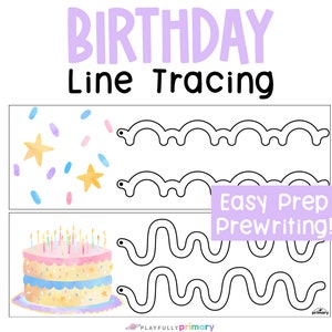 Birthday Line Tracing, Prewriting Fine Motor Tracing Worksheets ...