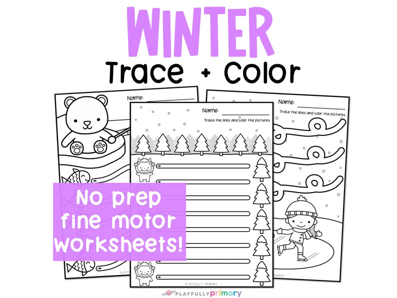 Winter Line Tracing Coloring Worksheets Pre-writing Skills Tracing ...