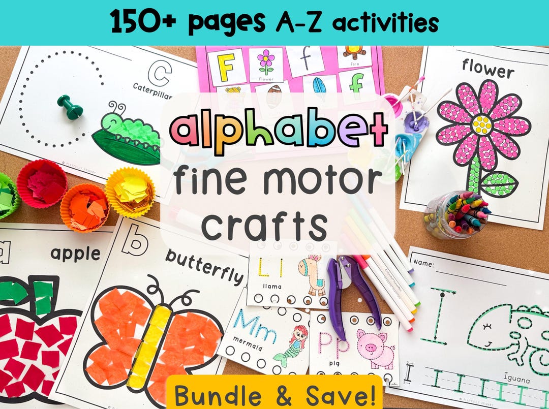 Fine Motor Skills Activities Bundle, Toddler Alphabet Letters Printable ...