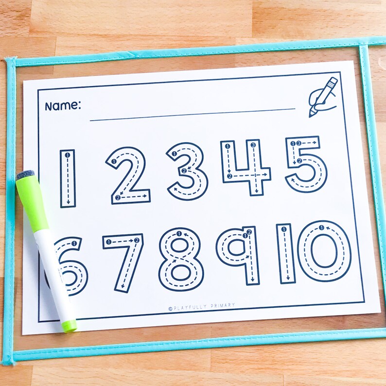 Number Tracing 1-10 With Arrows Printable Worksheets - Etsy