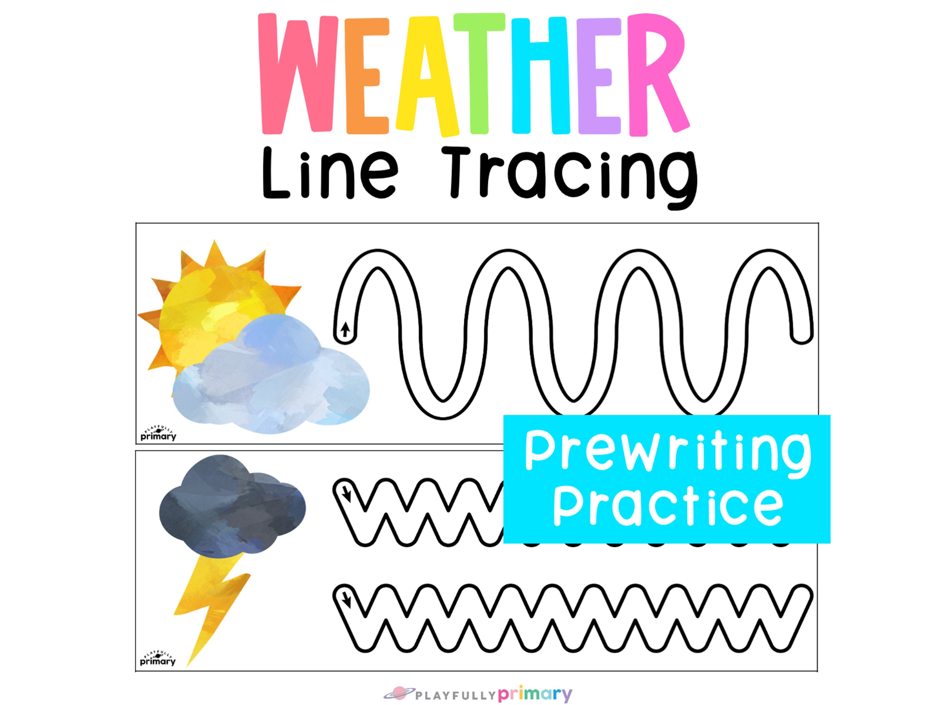 Weather Flashcards Printable Tracing Lines Worksheets for Preschool ...