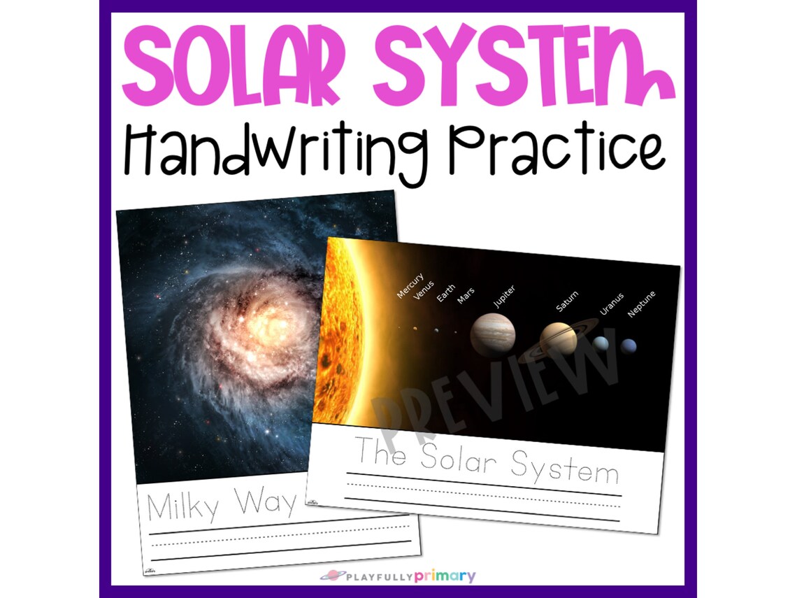 Solar System Handwriting Cards Space Thematic Unit Printable - Etsy