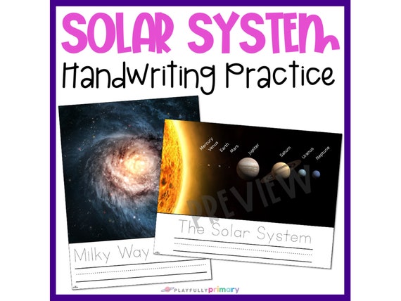 Solar System Handwriting Cards Space Thematic Unit Printable | Etsy