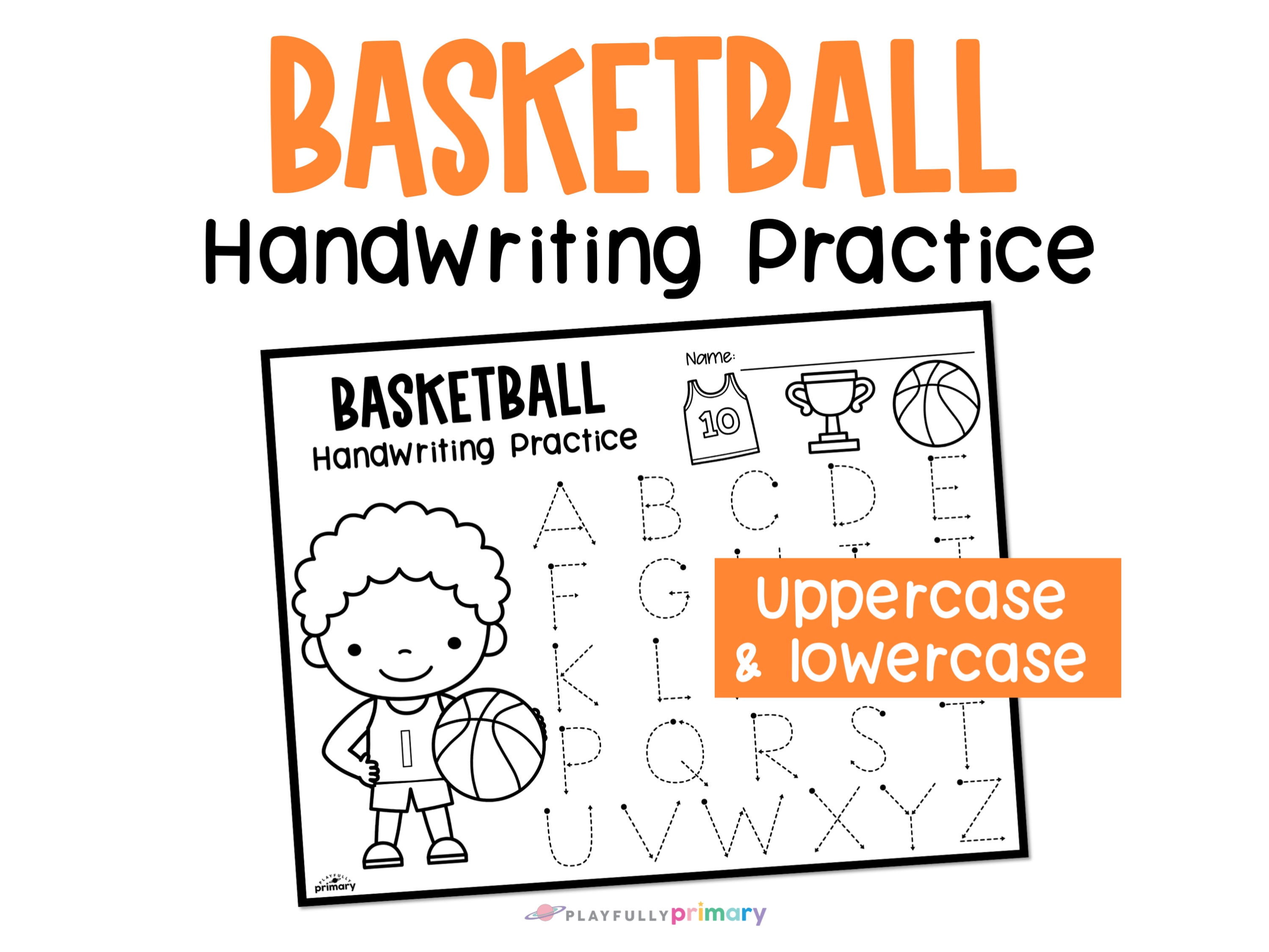 Basketball Activity Sheet Printable Tracing Worksheet, Handwriting ...