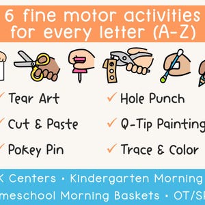 Alphabet Fine Motor Activities for Preschool & Kindergarten, Letter ...