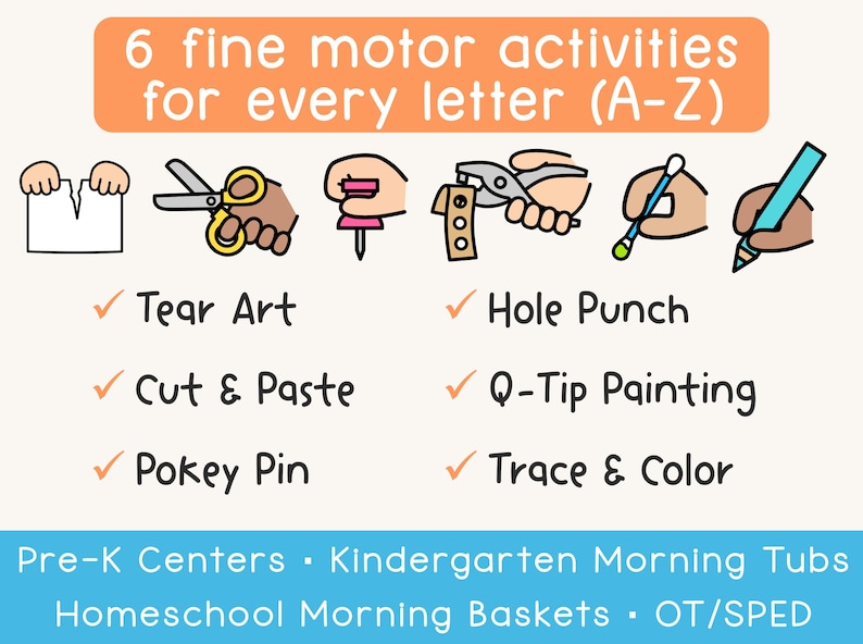 Alphabet Fine Motor Activities for Preschool & Kindergarten, Letter ...