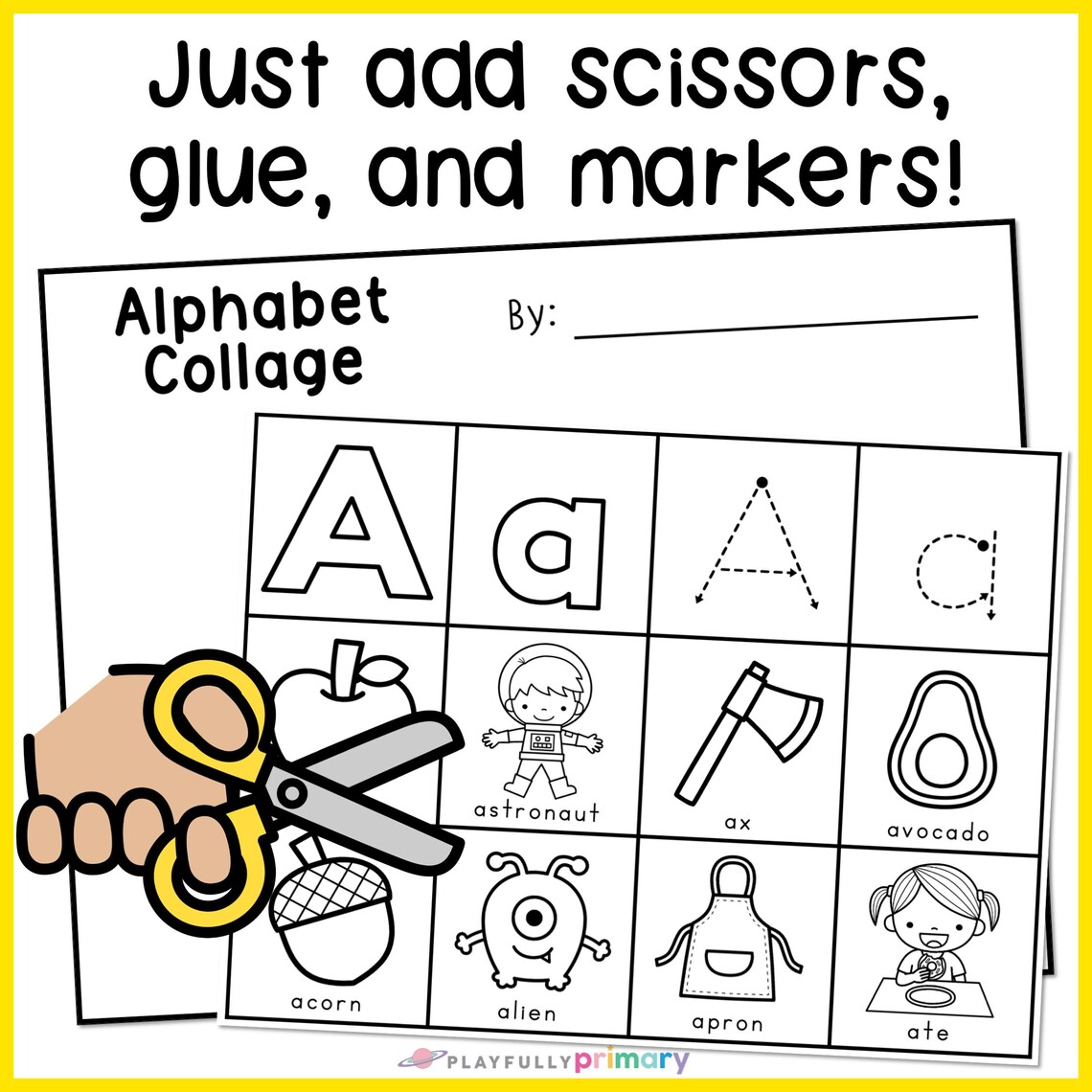 Alphabet Cut and Paste Activities | Beginning Sounds Phonics Scissor ...