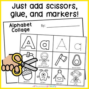 Beginning Sounds Cut and Paste Worksheets for Kindergarten Preschool ...