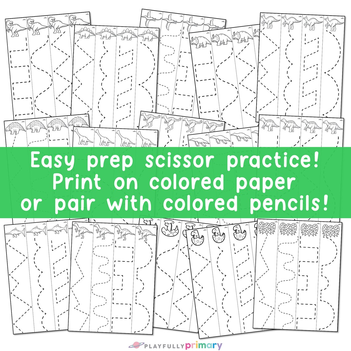 Dinosaur Cutting Strips, Scissor Skills Activities, Preschool Scissor ...