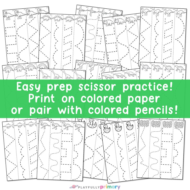 Dinosaur Cutting Strips, Scissor Skills Activities, Preschool Scissor ...
