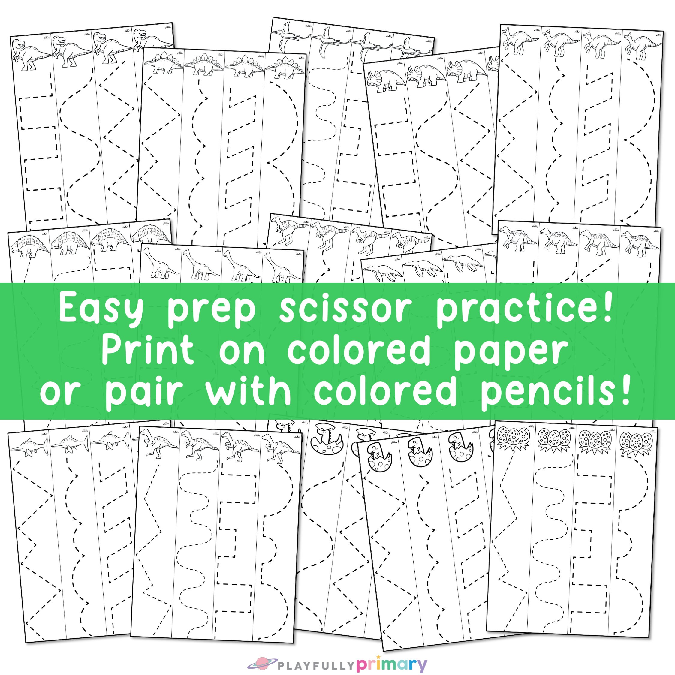Dinosaur Cutting Strips Scissor Skills Activities | Fine Motor Centers ...