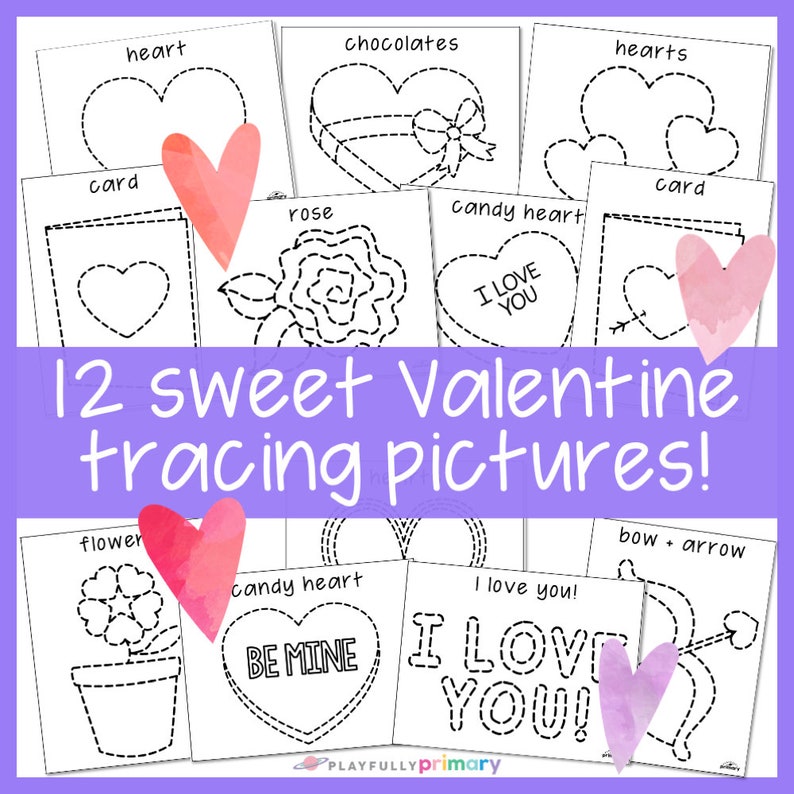 Valentine's Day Tracing Practice & Coloring Task Box Cards - February ...
