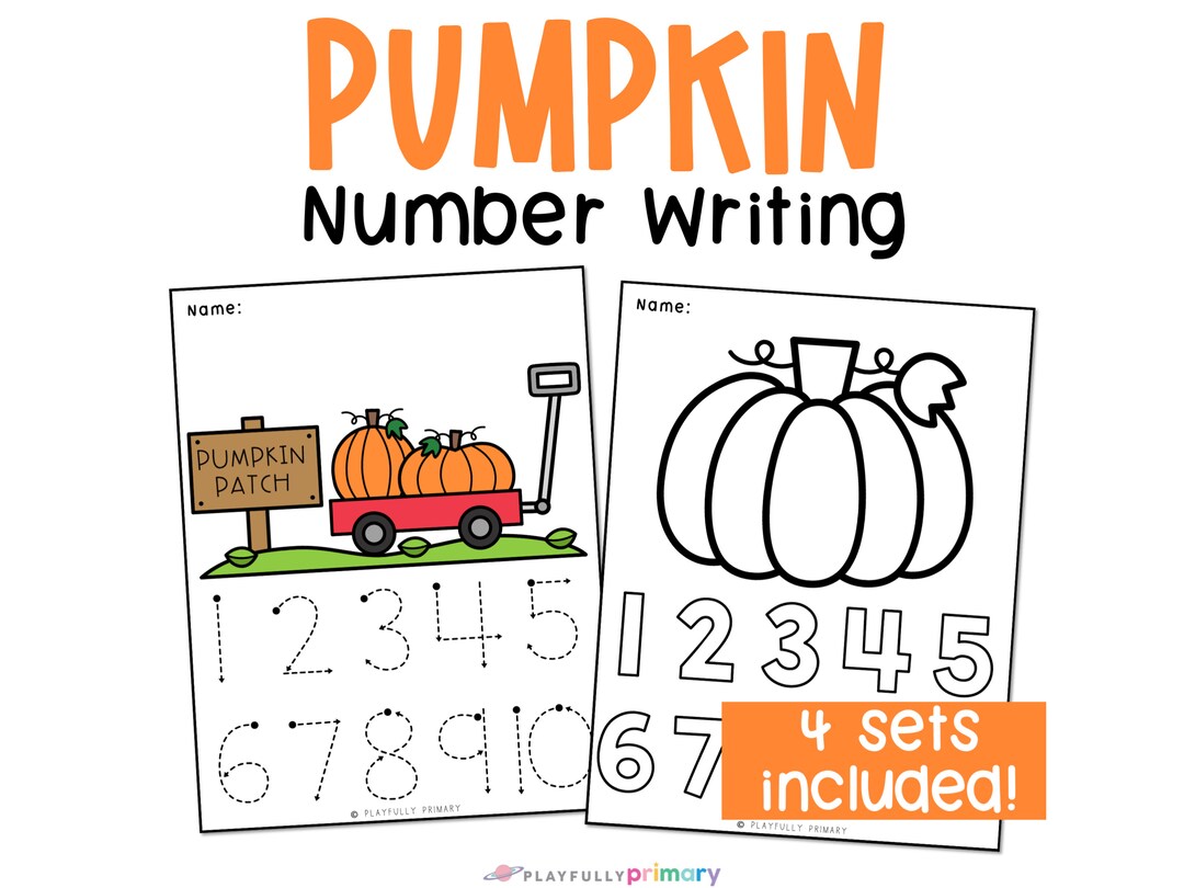Pumpkin Number Writing Coloring Pages for Kids, Pumpkin Theme Unit ...