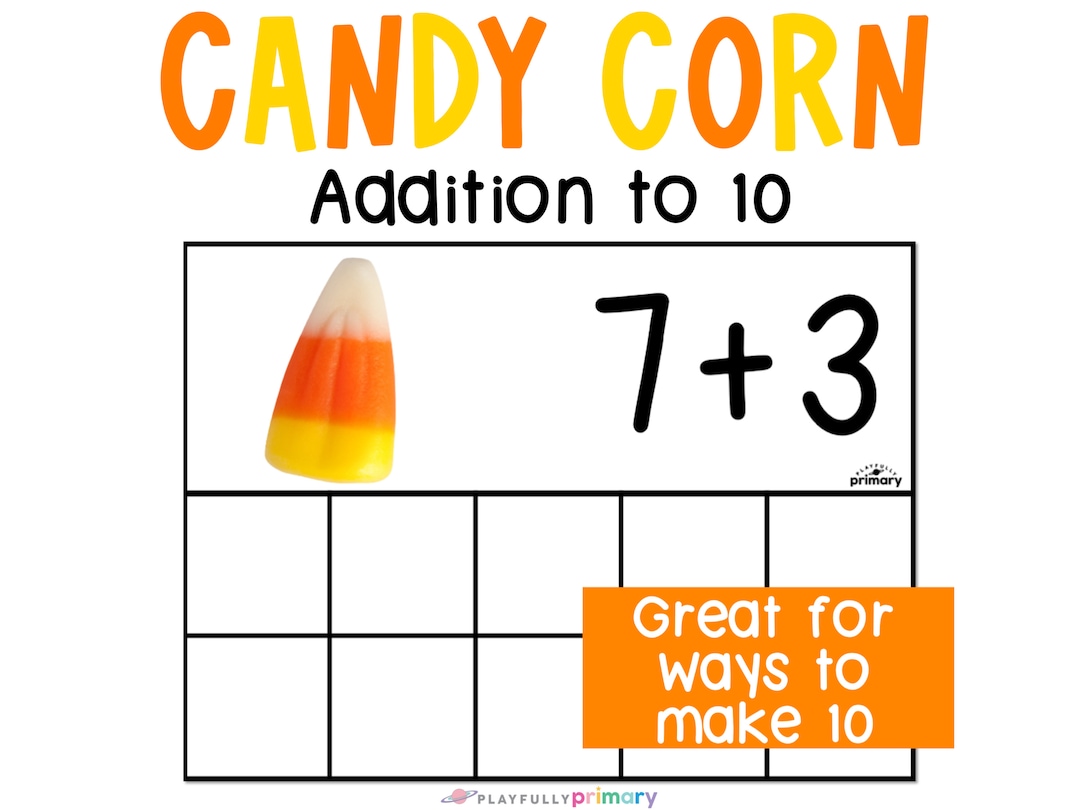 Candy Corn Ten Frame Addition to 10, Halloween Mini Eraser Math - Etsy