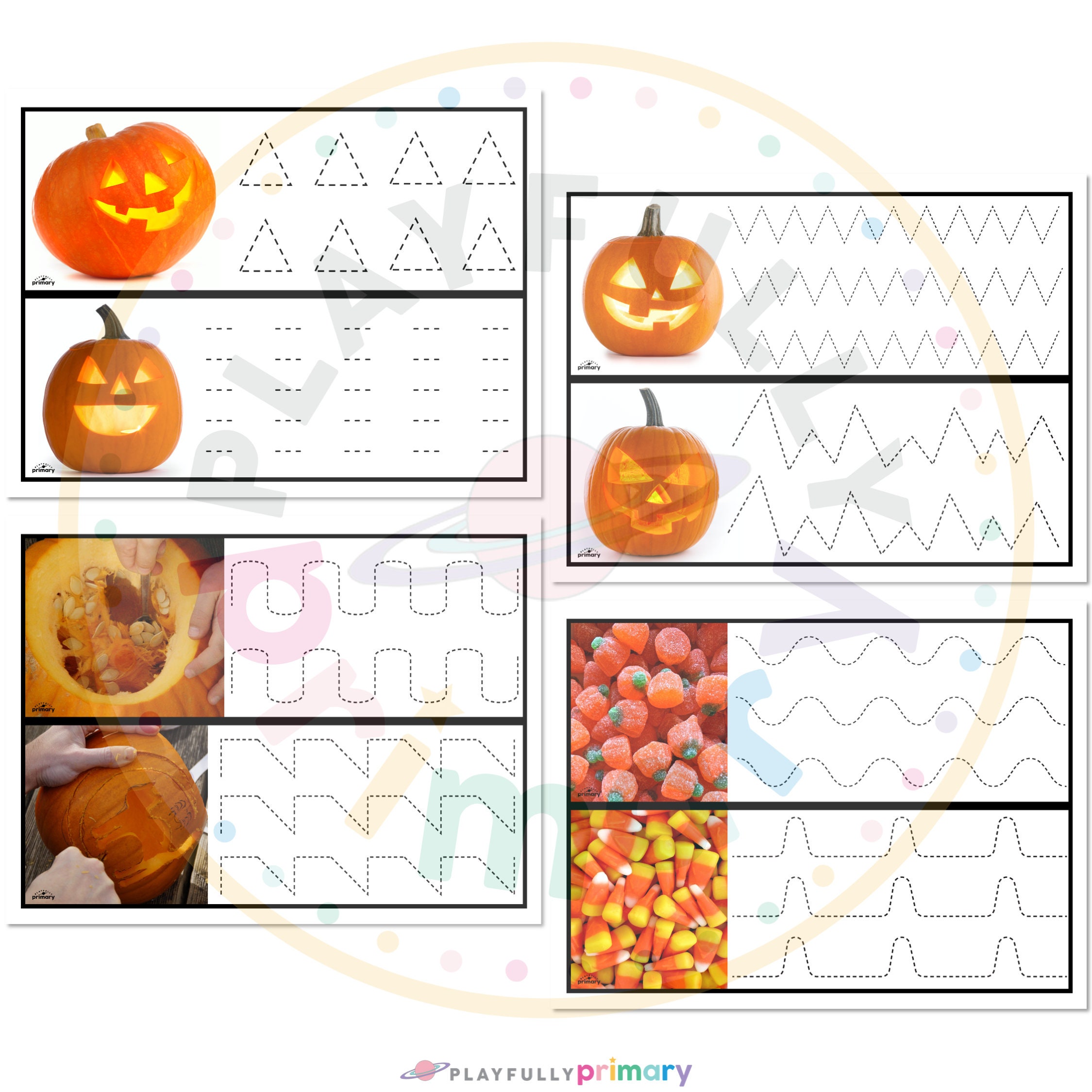 Halloween Tracing Worksheets, Tracing Lines and Shapes, Halloween ...