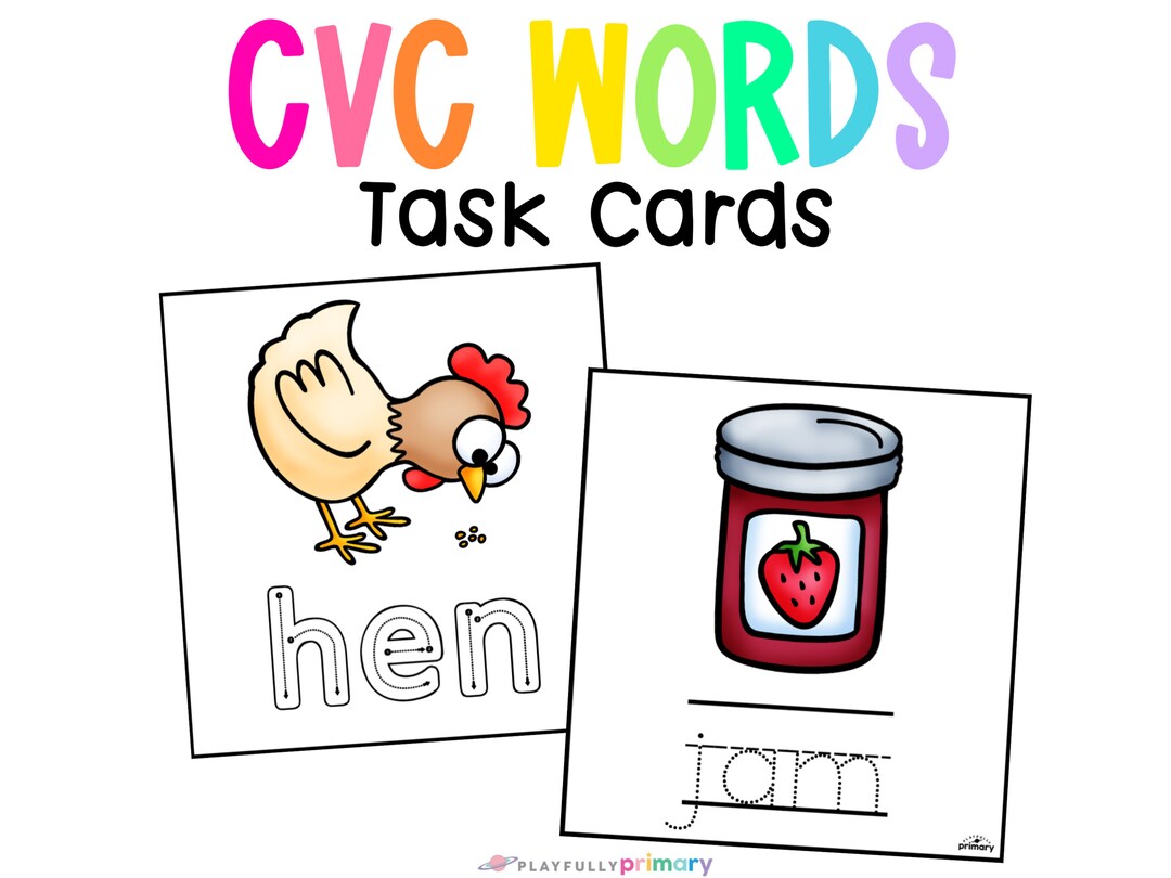CVC Flashcards Printable, CVC Word Building Phonics Picture Cards ...
